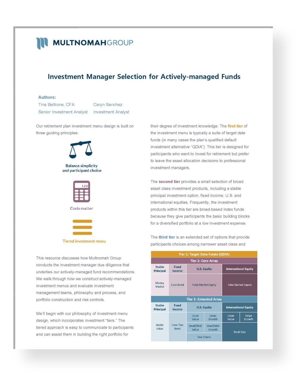 Investment Manager Selection for Actively-managed Funds