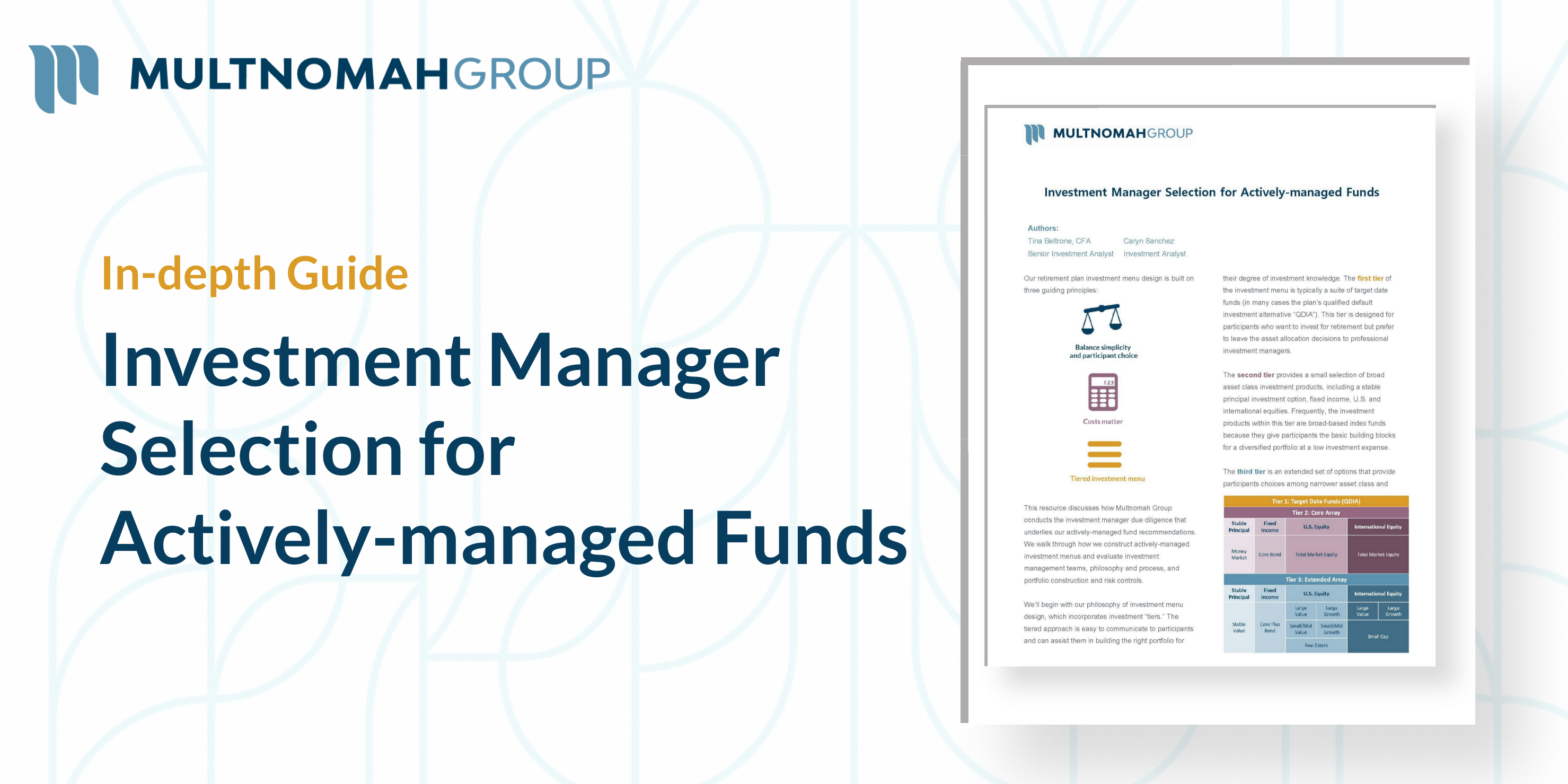 Investment Manager Selection for Actively-managed Funds